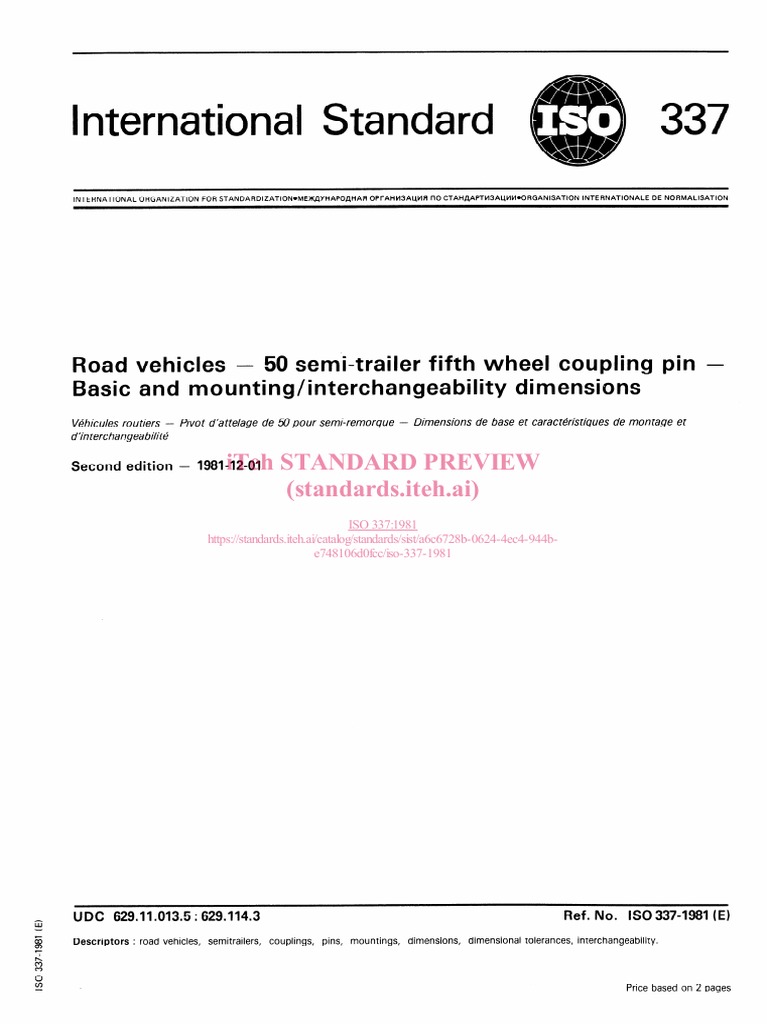 Iso 337 1981 | PDF | International Organization For Standardization | Semi Trailer Truck