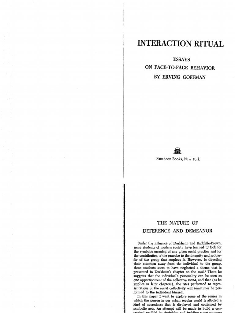 Goffman 2005 - Interaction Ritual | PDF | Émile Durkheim | Rituals