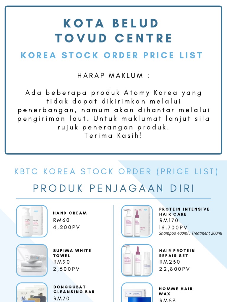 KBTC Korea Orders Products List | PDF | Food And Drink
