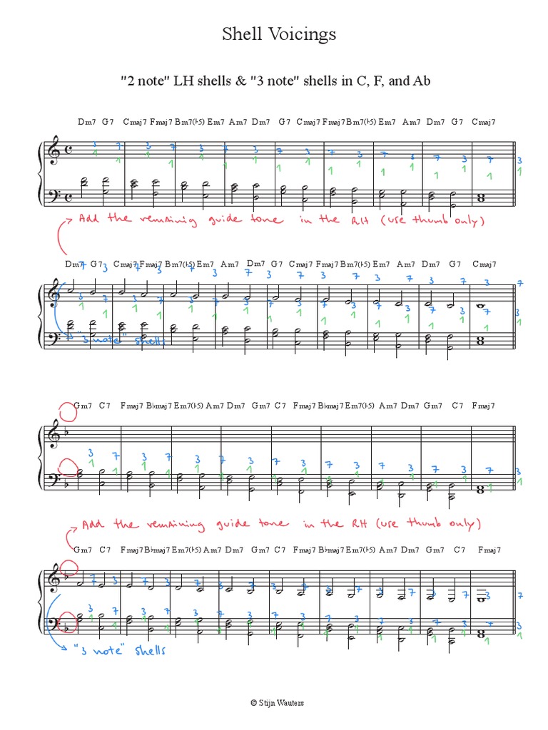 Shell Voicings - Exercises (With Annotations) | PDF