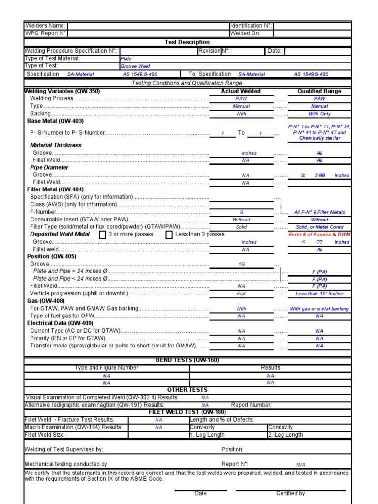 WPQ Form English US1 | PDF