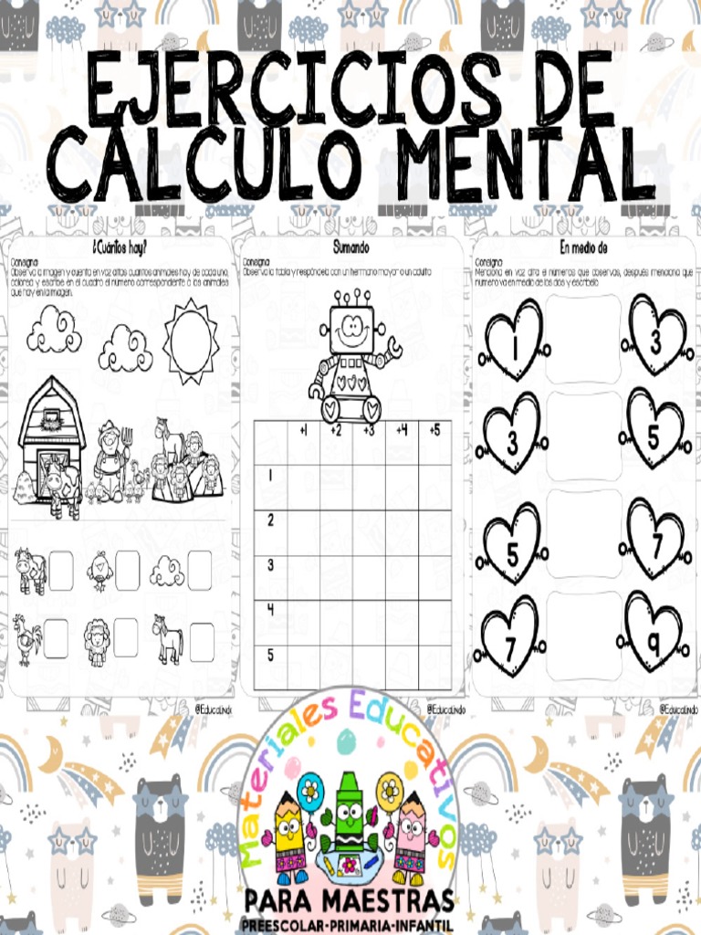 Ejercicios de Cálculo Mental para Preescolar Recopilado Por Materiales Educativos para Maestras ...