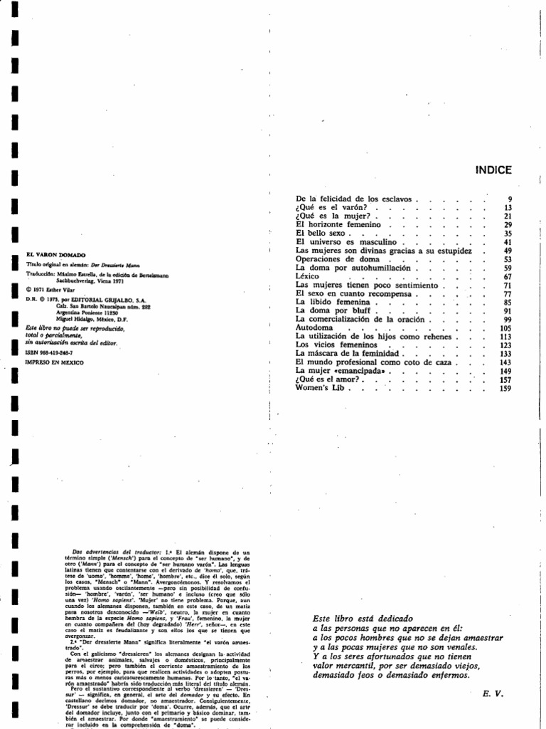 El Varon Domado Esther Vilar | PDF