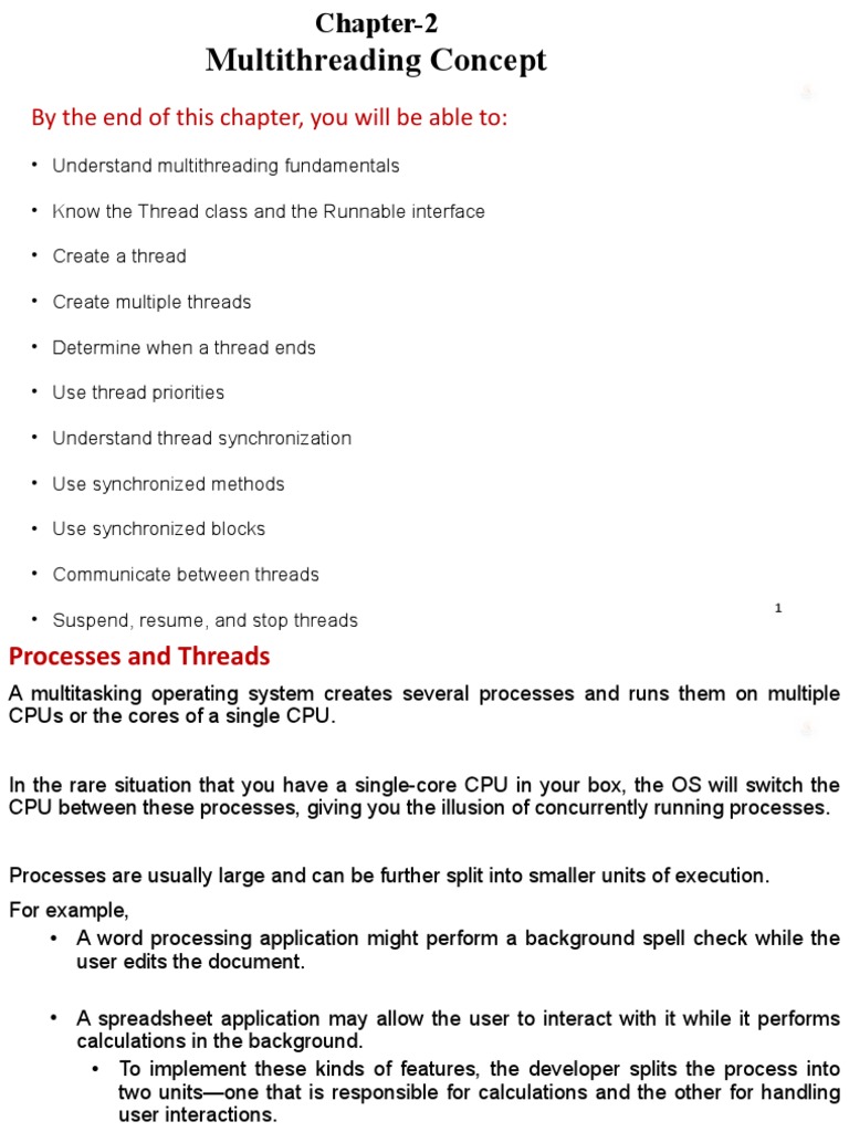 Multithreading Concept By The End Of This Chapter You Will Be Able To Pdf Process 
