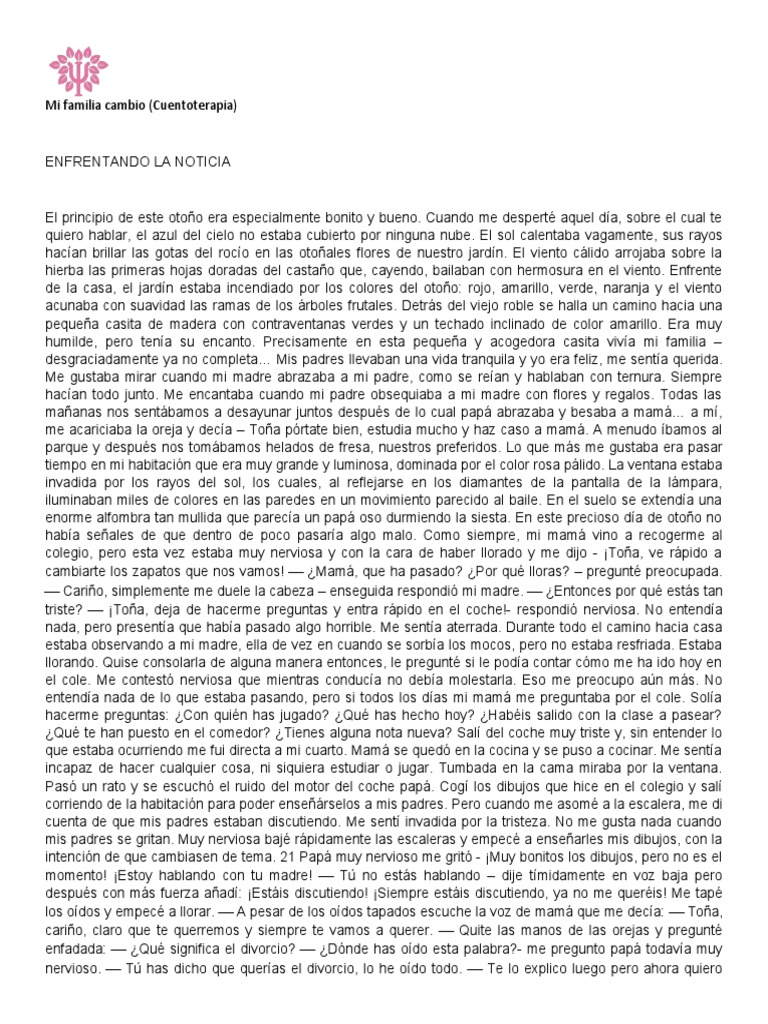 Mi Familia Cambio-Cuento Terapia para El Divorcio | PDF | Papa