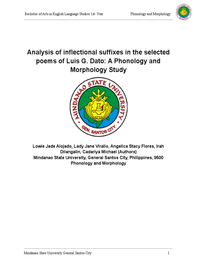 Analysis of Inflectional Suffixes in The Selected Poems of Luis G Dato ...