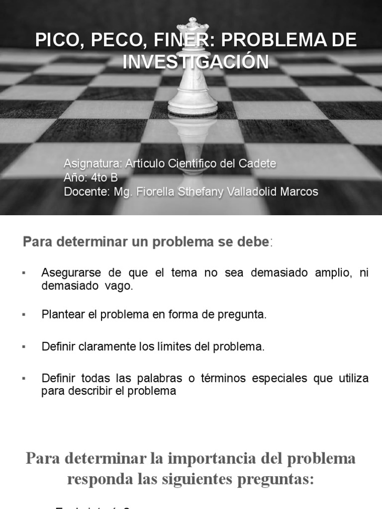 Pico, Peco, Finer - Problema de Investigación | PDF | Diabetes ...