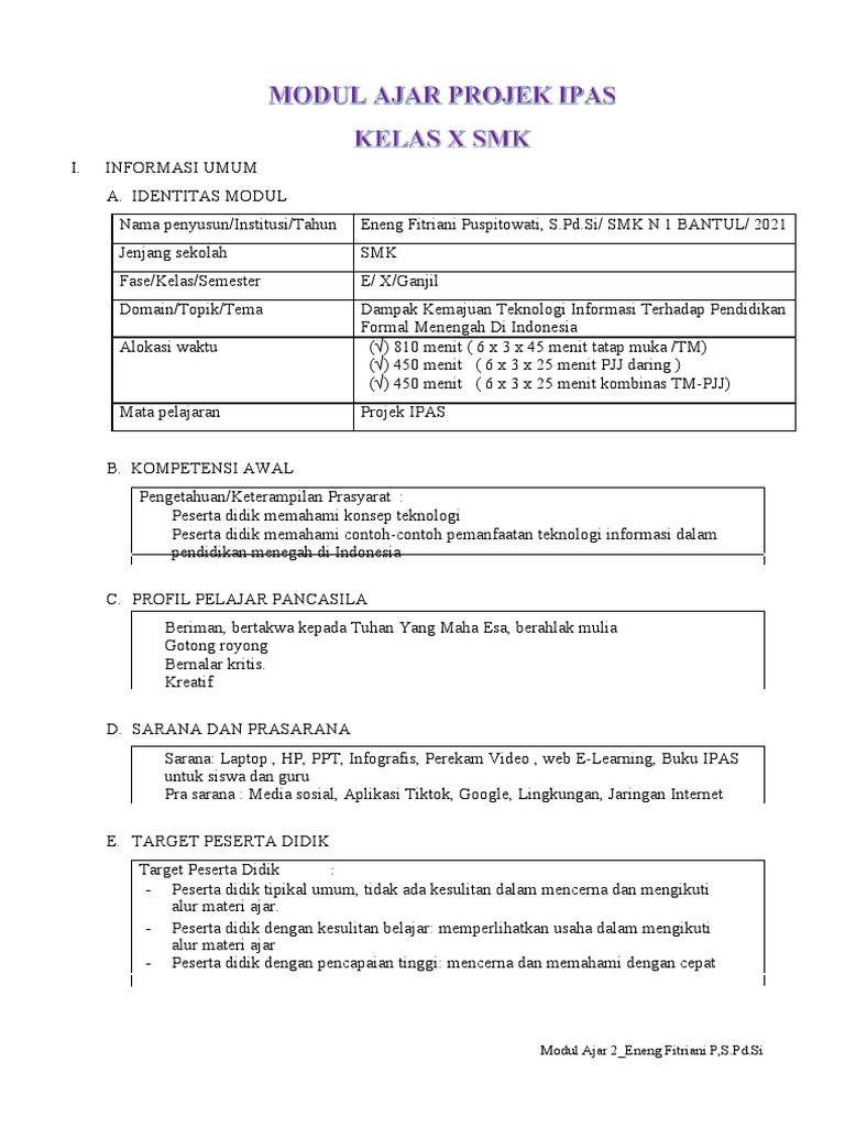 Modul Ajar Projek IPAS | PDF Modul Ajar Projek IPAS | PDF