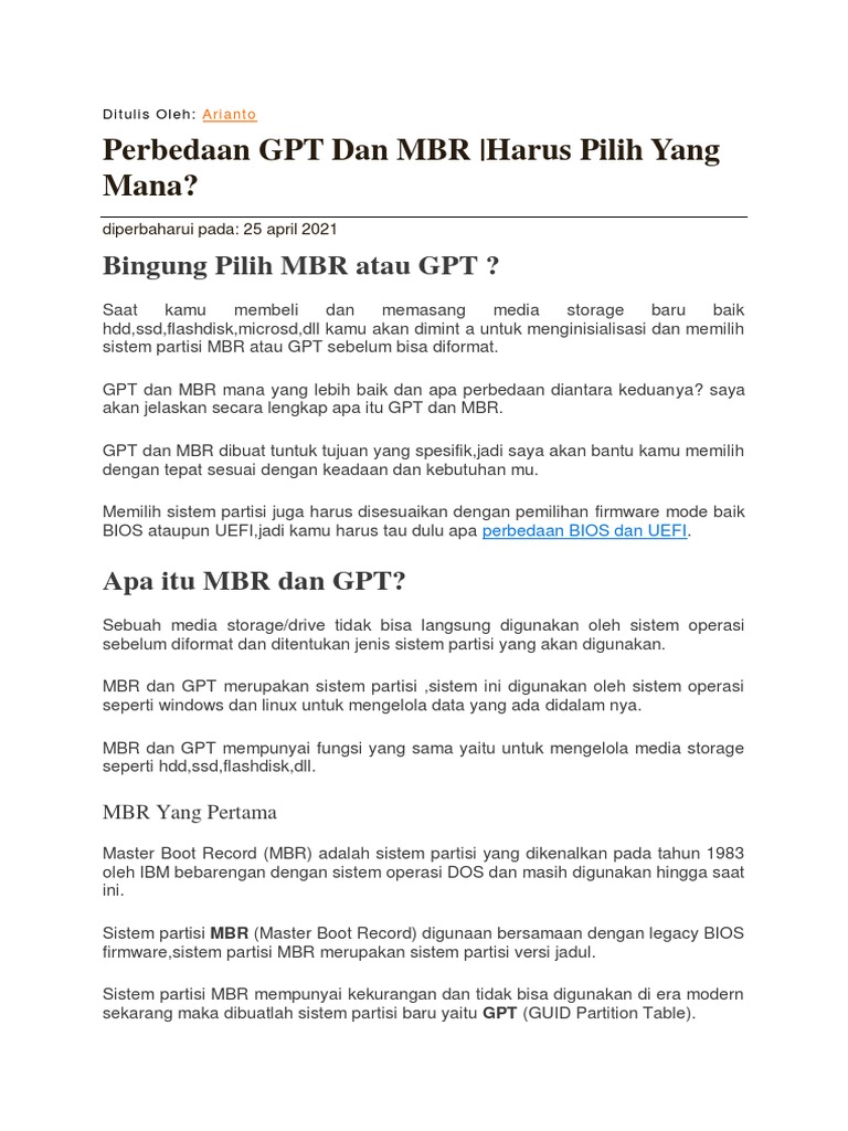 Merubah GPT Ke MBR | PDF