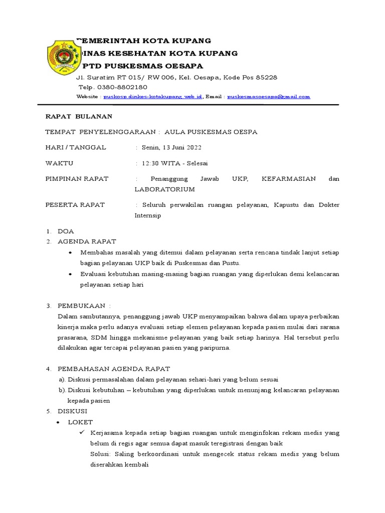 Notulensi Rapat Internal | PDF | Sains & Matematika
