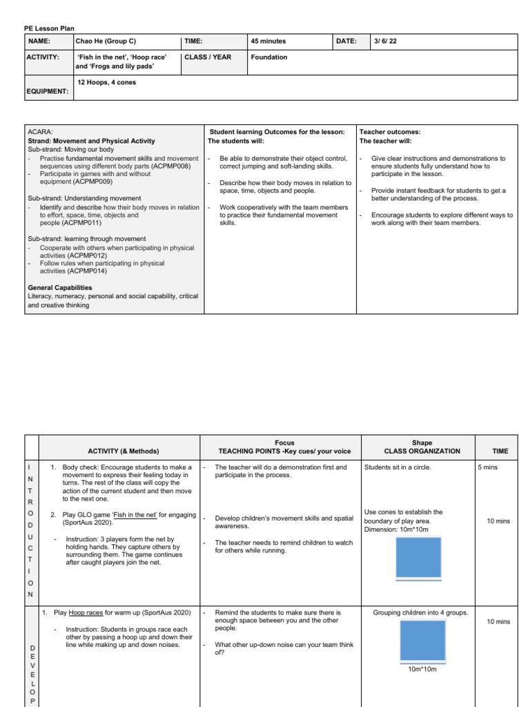 Pe Lesson Plan - Revised 1 | PDF | Physical Education | Lesson Plan