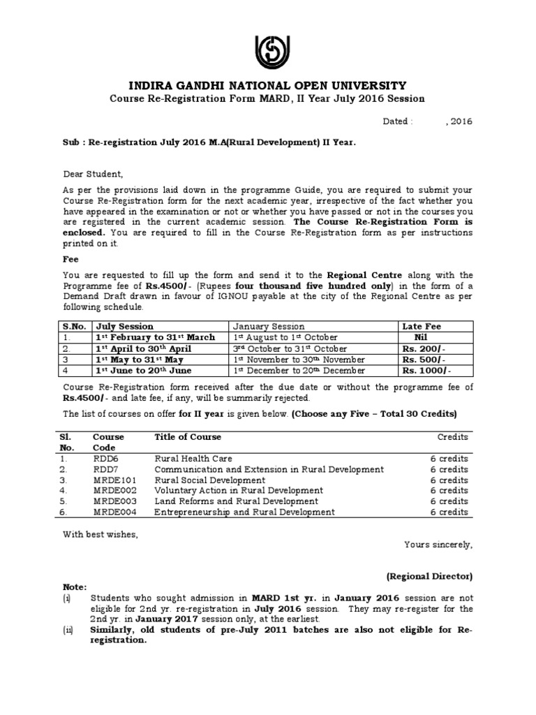 Re-registration Form and Instructions for the Second Year of the M.A ...