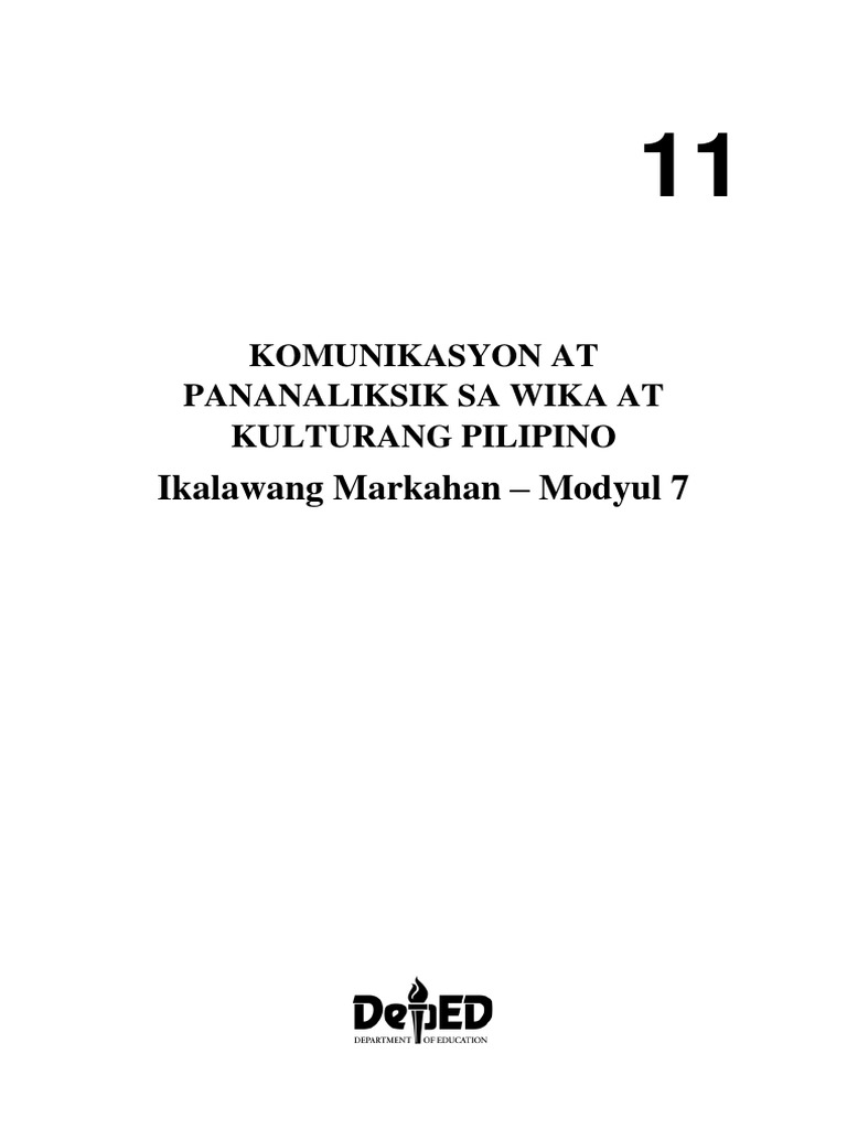 MODULE Komunikasyon at Pananaliksik Sa Wika at Kulturang Pilipino Ikalawang Markahan Converted4 ...