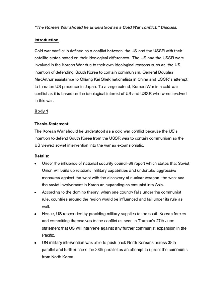 The Korean War as a Cold War Conflict: An Analysis of the Ideological ...