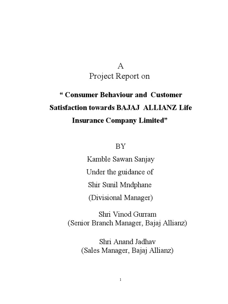 A Project Report On | PDF | Insurance | Life Insurance
