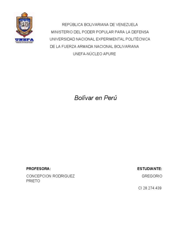 Ensayo de Bolivar A Peru GJJP | PDF | Perú | América del Sur