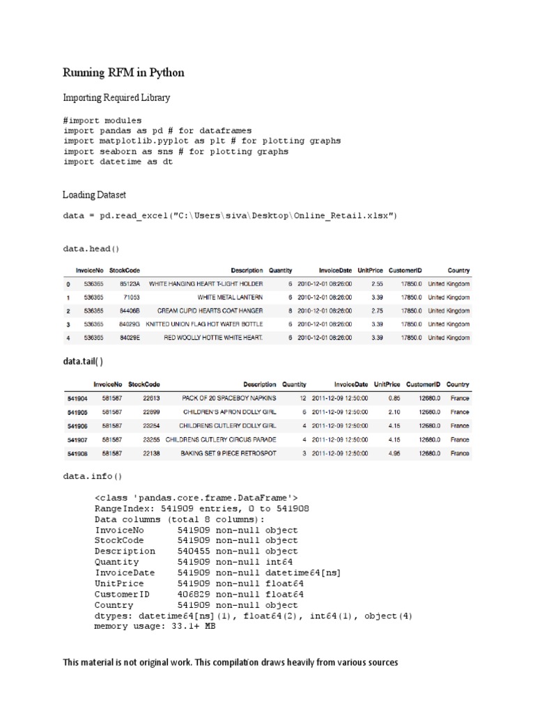 Running RFM in Python | PDF | Quantile | Computing