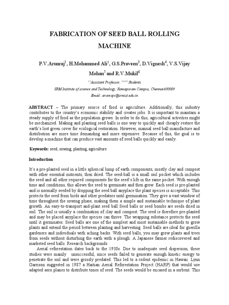 Fabrication of Seed Ball Rolling Machine | PDF | Belt (Mechanical)