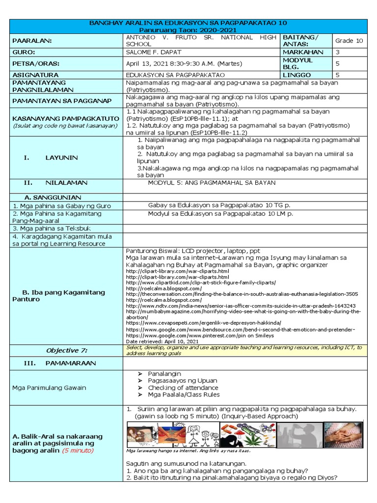 Lesson Plan in ESP 10 | PDF