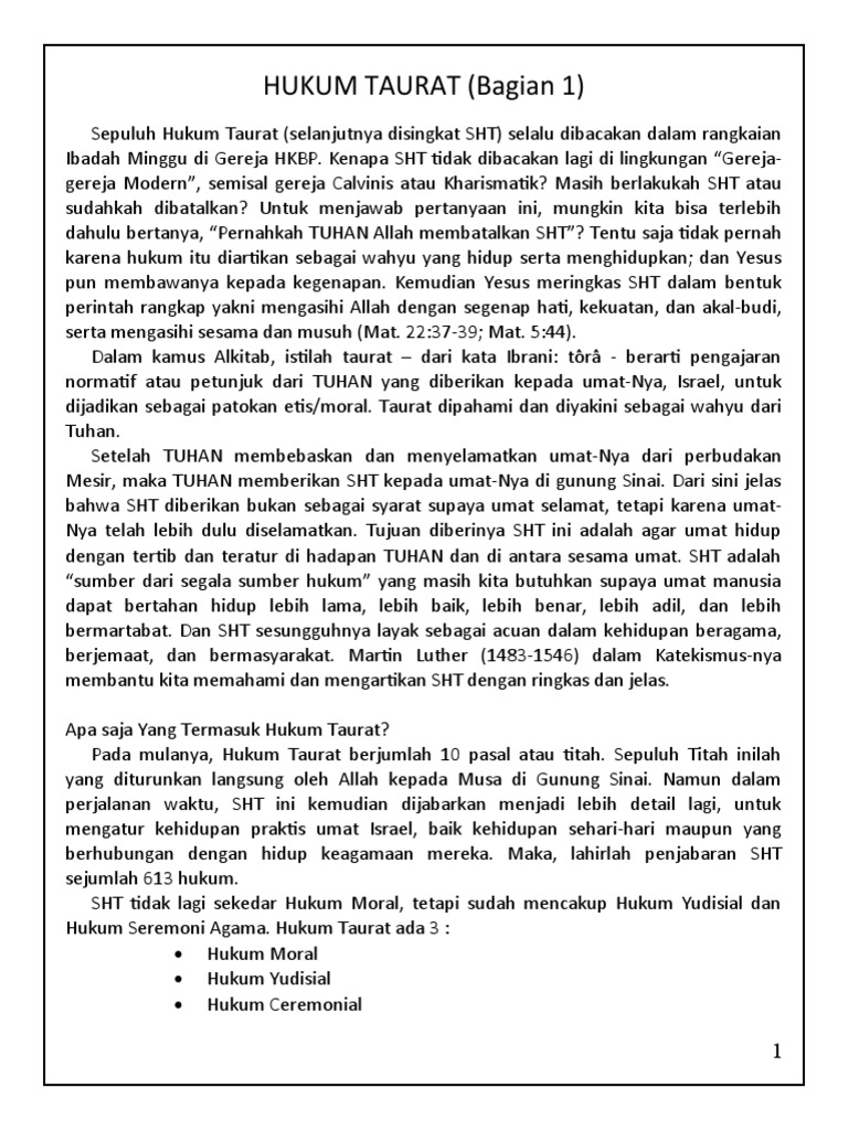 Sepuluh Hukum Taurat dan Relevansinya | PDF