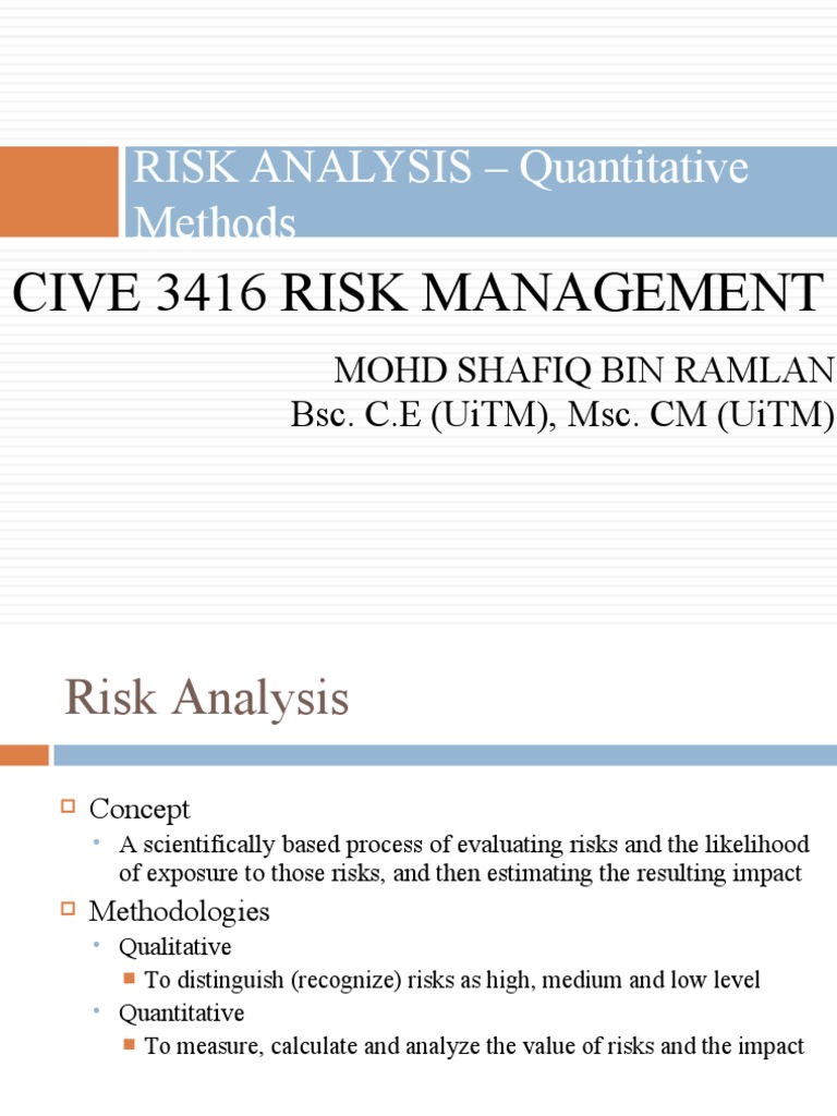 Quantitative Risk Analysis Techniques | PDF | Risk | Risk Management