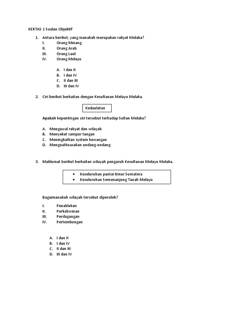 Form 4 Sejarah Objektif | PDF
