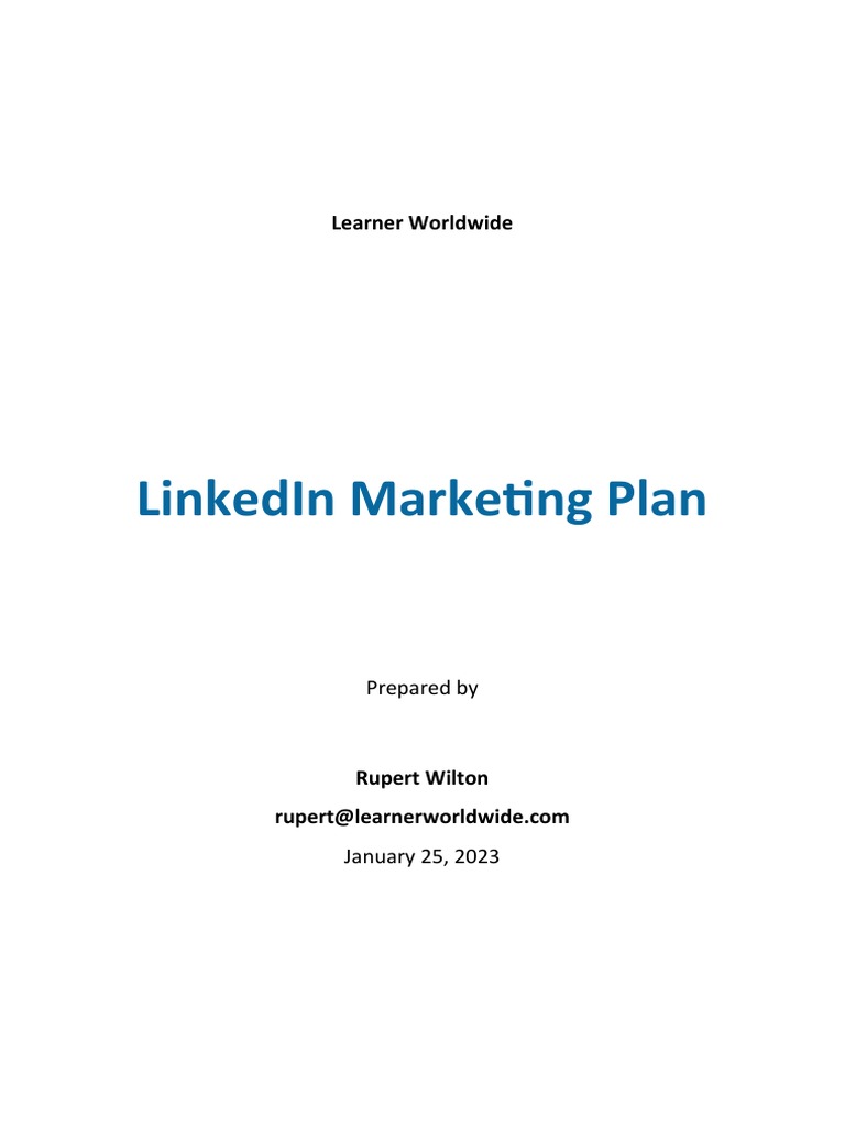 LinkedIn Marketing Strategy Plan | PDF | Linked In | Target Audience