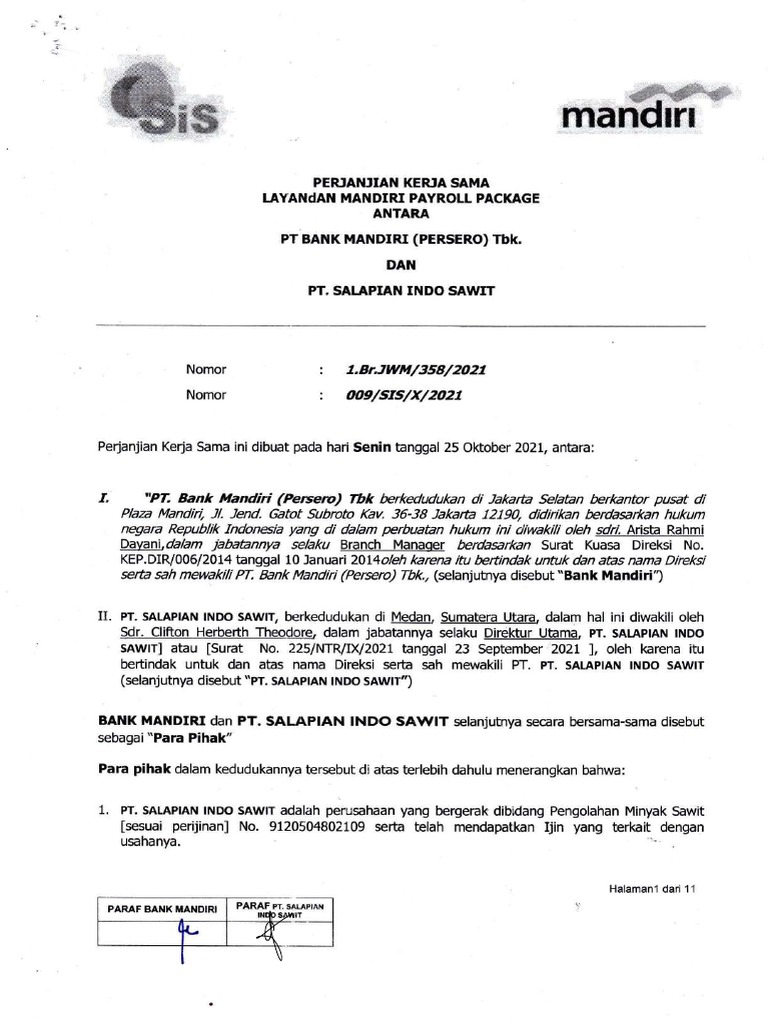 Kerja Sama Layanan Payroll Mandiri | PDF | Pengelolaan Keuangan & Uang