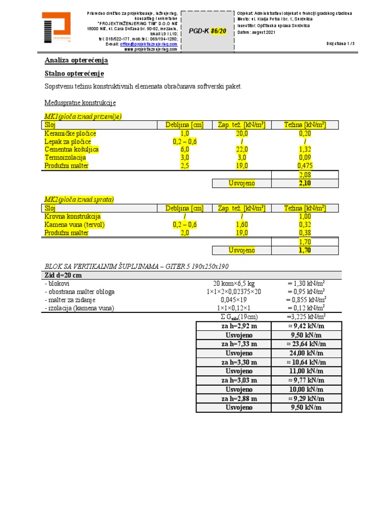 Analiza Opterecenja | PDF