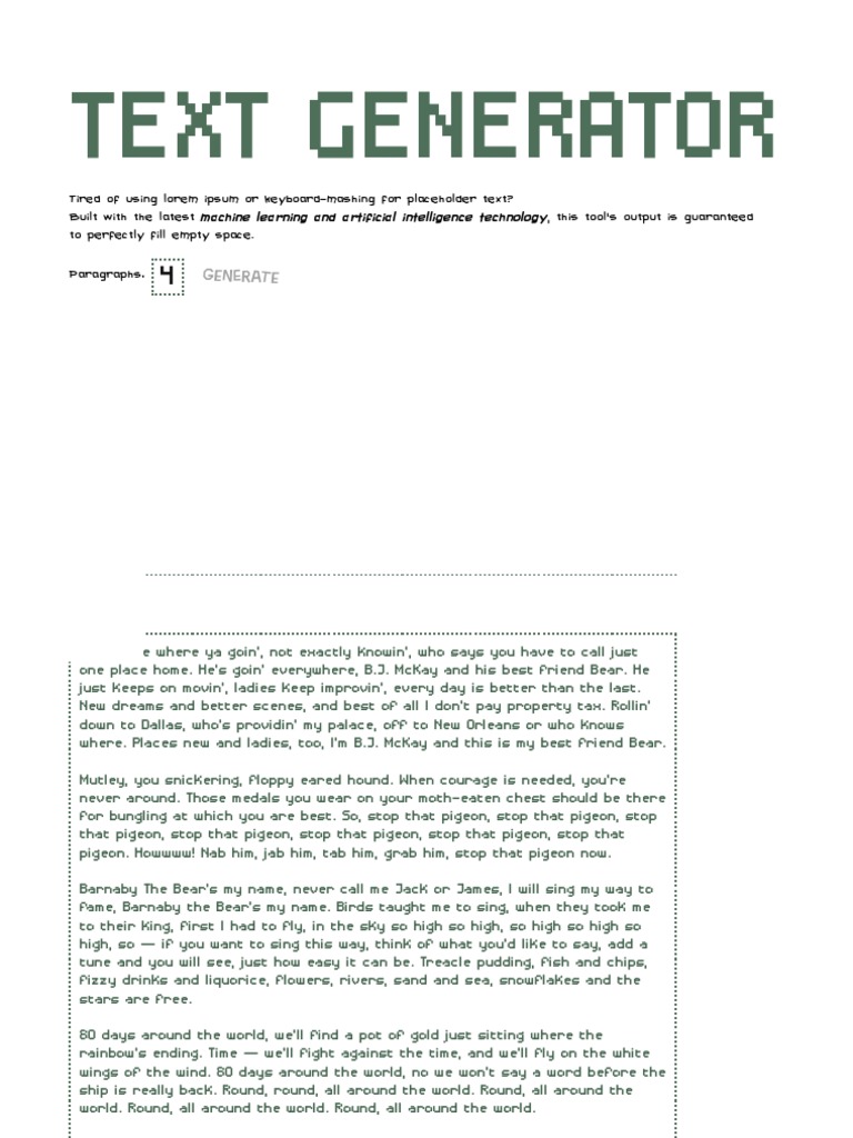 Text Generator Text Generator: Generate | PDF