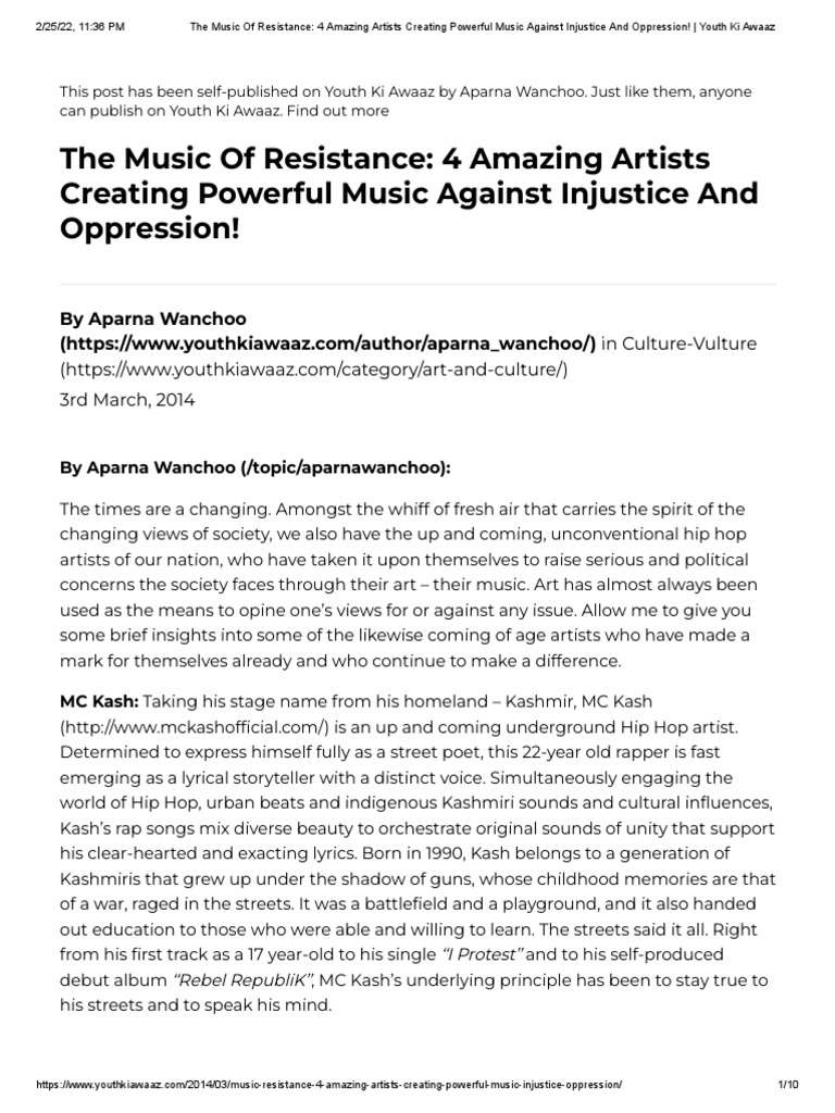 The Music of Resistance - 4 Amazing Artists Creating Powerful Music ...
