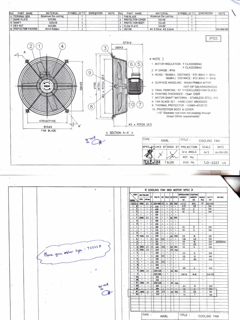 Specifications and Design of an Industrial Cooling Fan | PDF