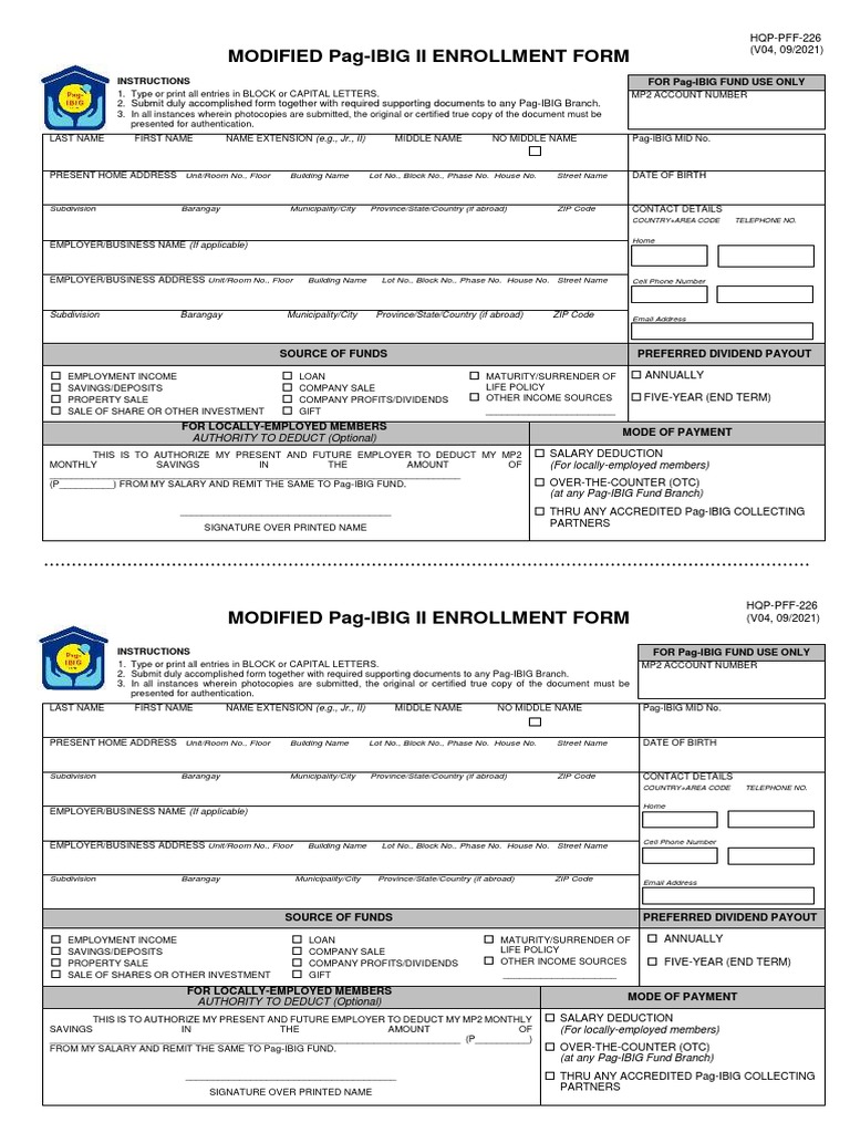 Modified Pag-Ibig Ii Enrollment Form | PDF | Dividend | Economies