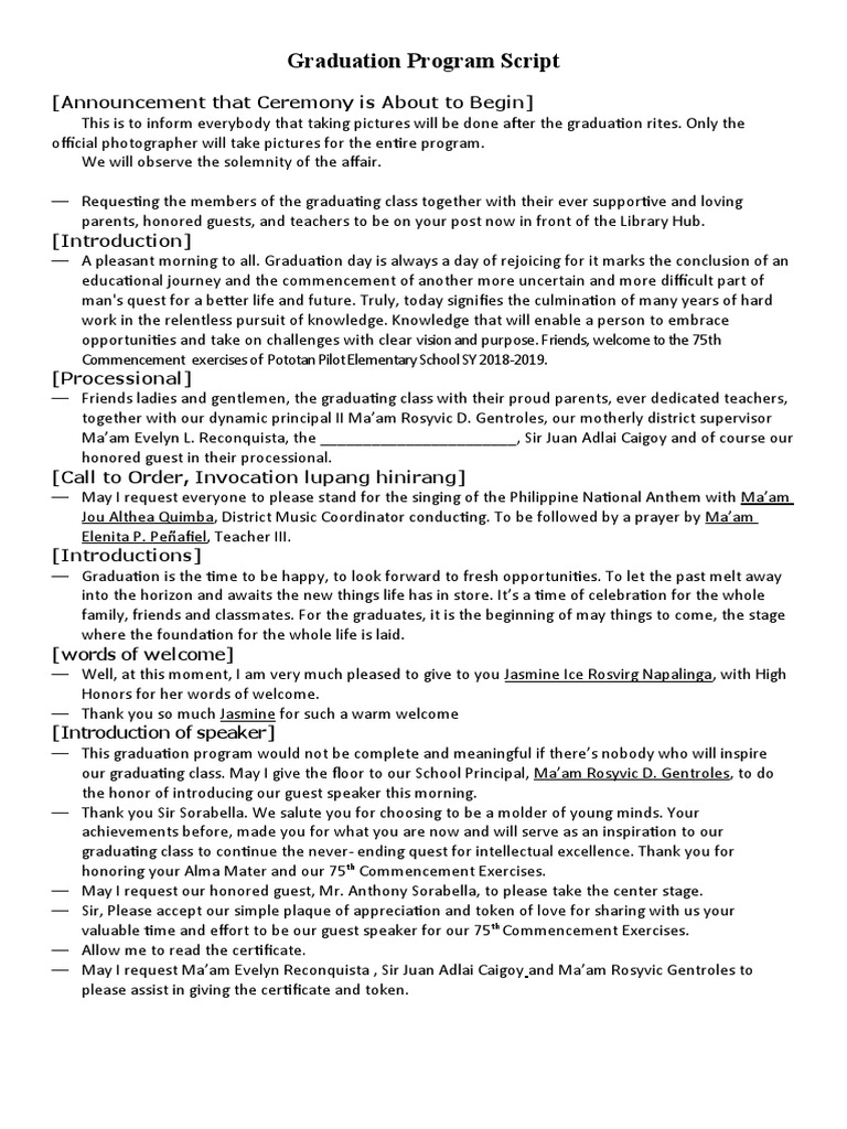 Graduation Program - Script | PDF