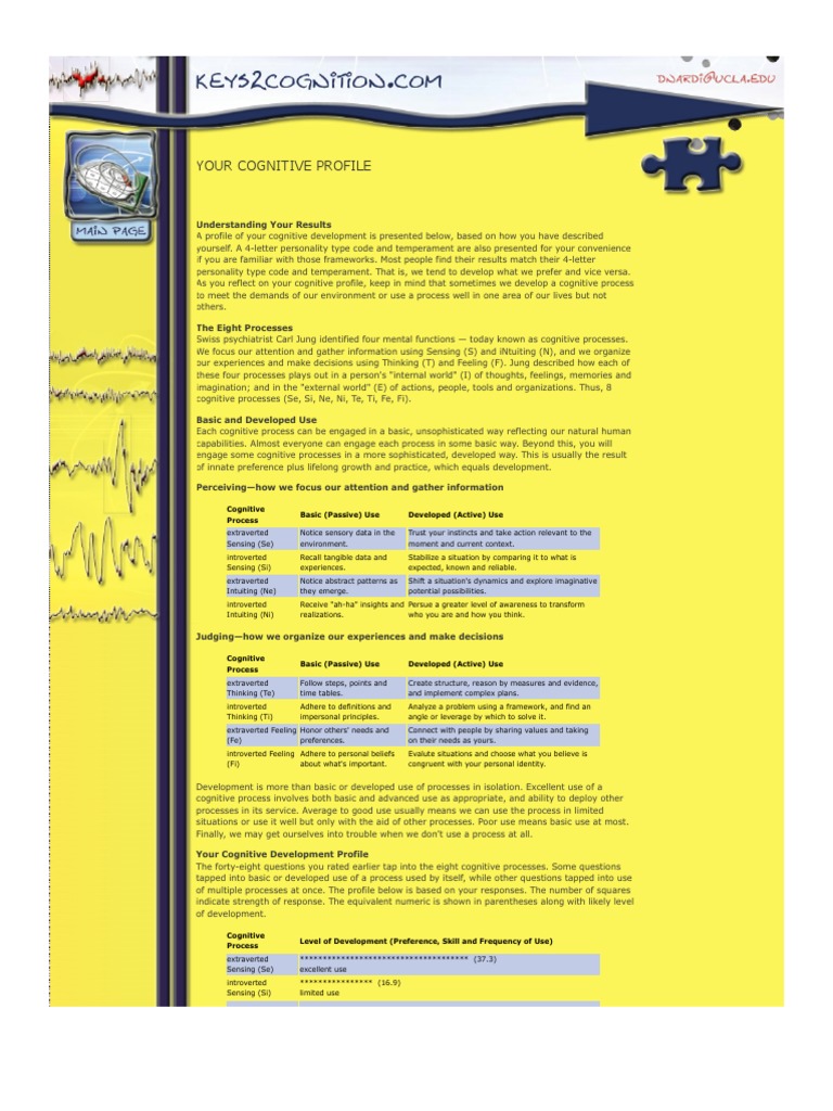 Keys 2 Cognition - Cognitive Processes | PDF | Extraversion And Introversion | Personality Type