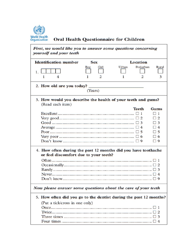 Form Pemeriksaan WHO | PDF