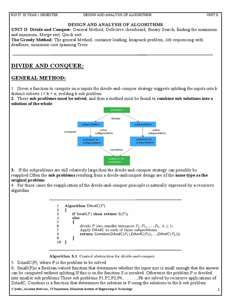 Daa Unit2 | PDF | Time Complexity | Mathematical Optimization
