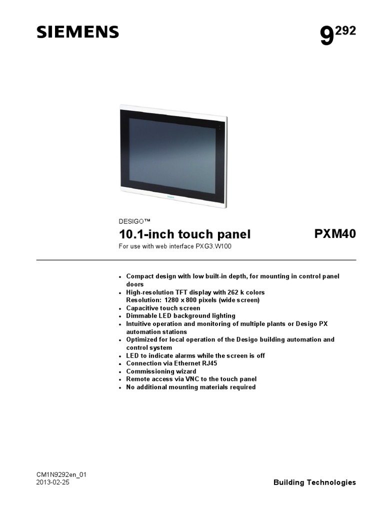 Siemens PXM40 | PDF | Touchscreen | World Wide Web