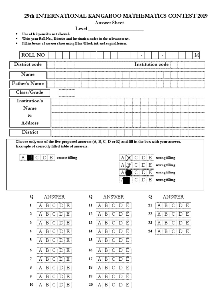 Answer Sheet | PDF