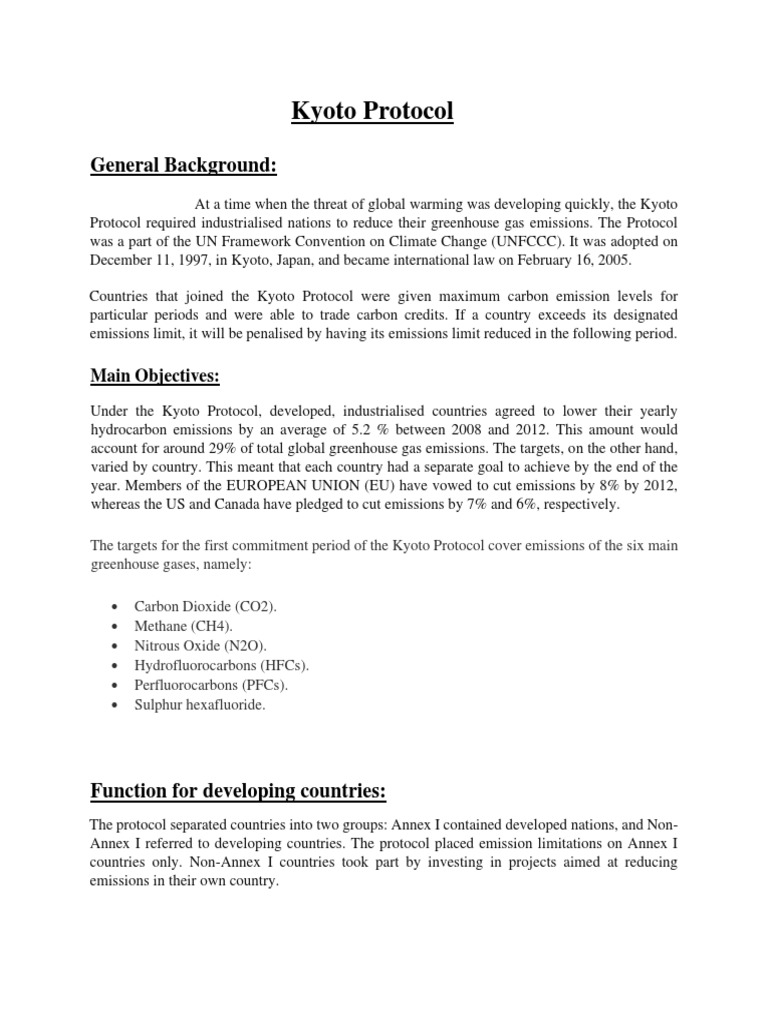 Kyoto Protocol: General Background | PDF | Kyoto Protocol | United ...