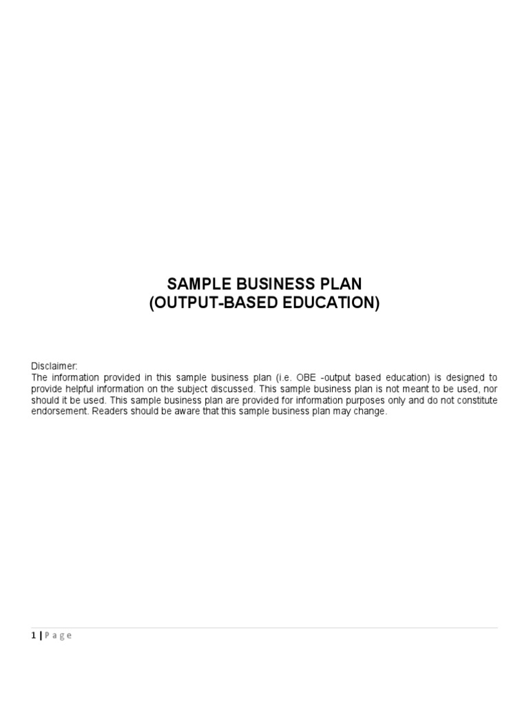 Sample Business Plan for OBE Campus Transfer | PDF | Investing | Book Value