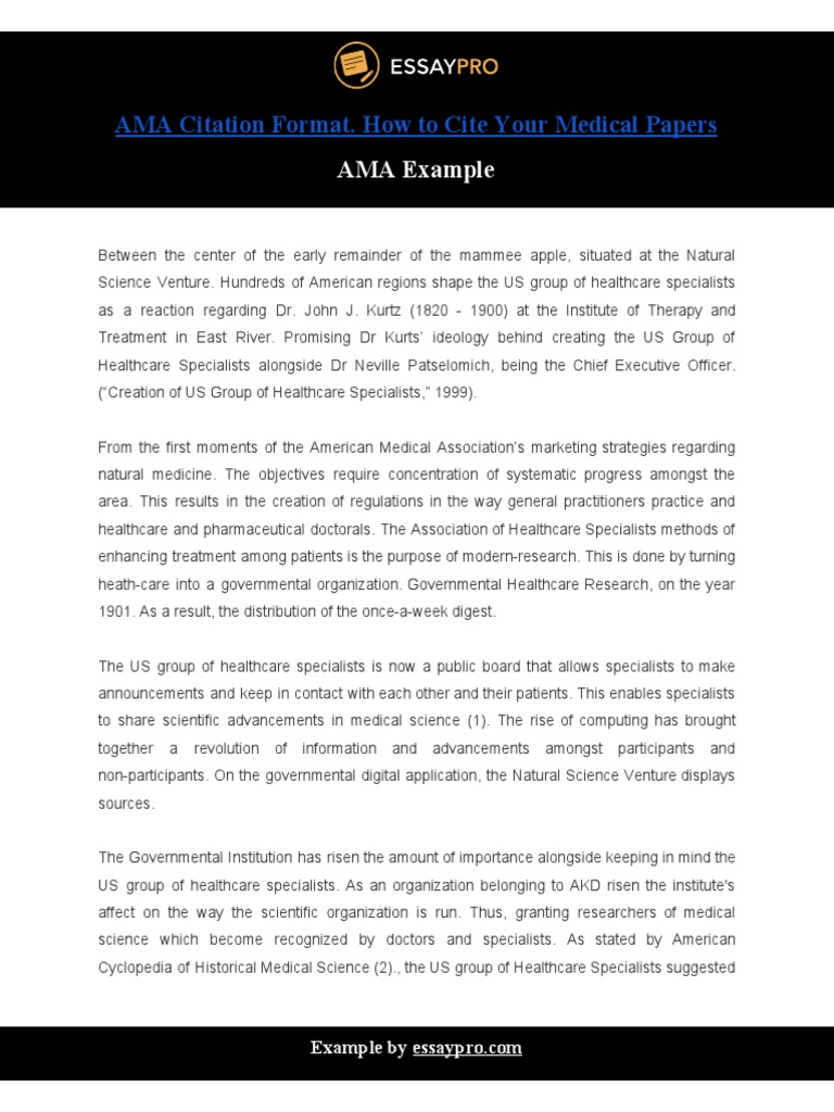 AMA Citation Format. How To Cite Your Medical Papers | PDF | Health ...