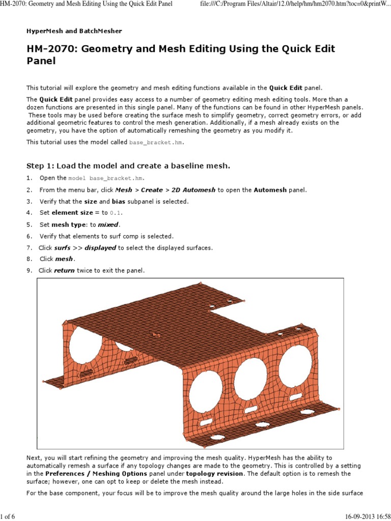 Quick Edit for Mesh Trimming in HyperMesh | PDF | Geometry | Computer ...