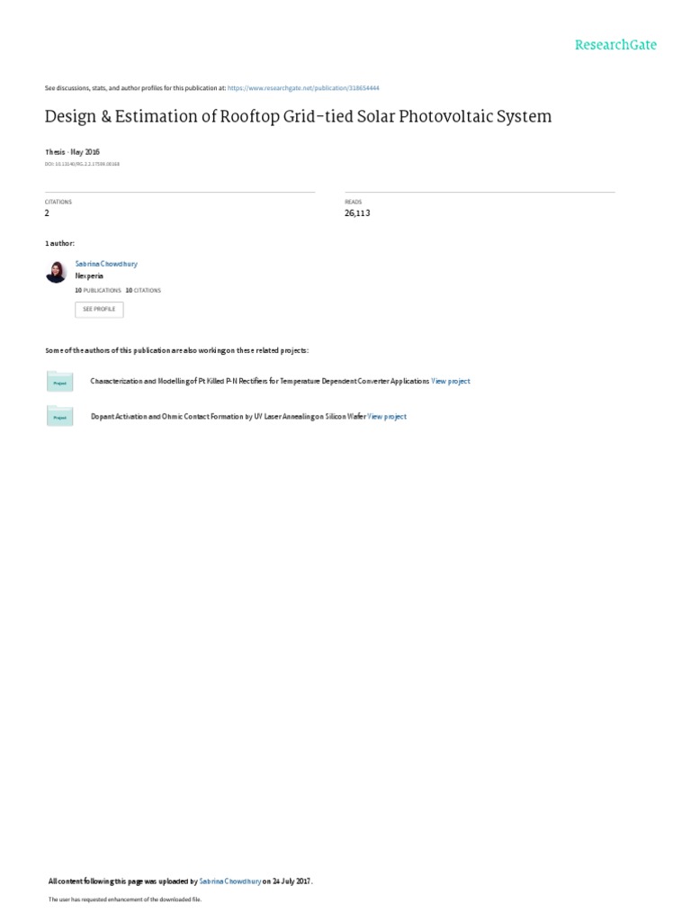 Rooftop Grid-Tied Solar System Design | PDF | Solar Power | Photovoltaics