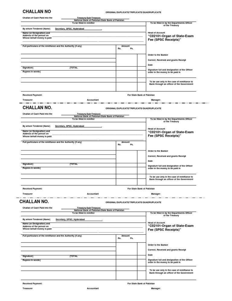 Challan Form | PDF | United States Department Of The Treasury | Banks