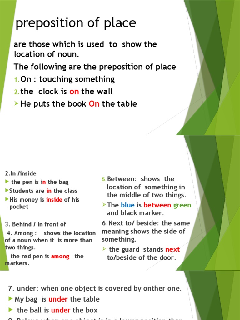 Preposition of Place | PDF