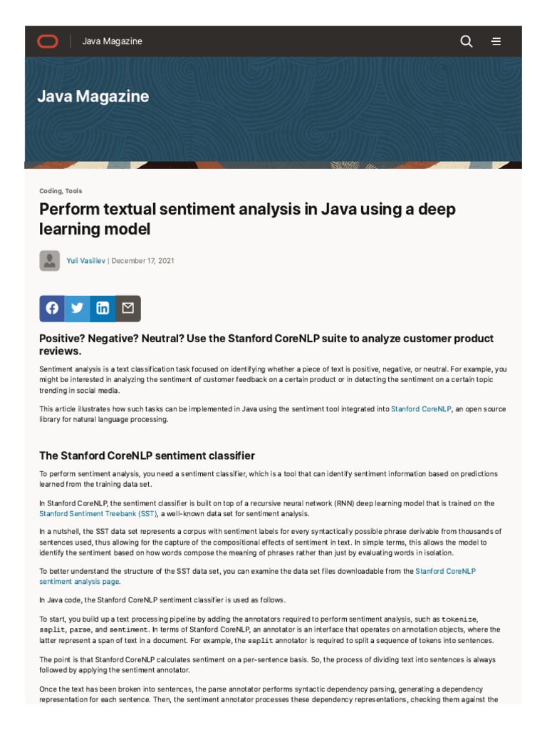 Perform Textual Sentiment Analysis in Java Using A Deep Learning Model | PDF | Parsing | Deep ...