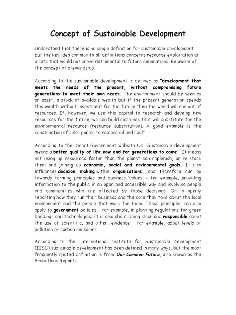 Concept of Sustainable Development | PDF | Sustainable Development ...