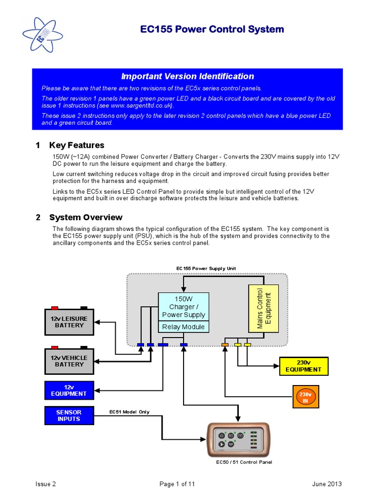 EC155 Power Control System Manual | PDF | Power Supply | Battery Charger