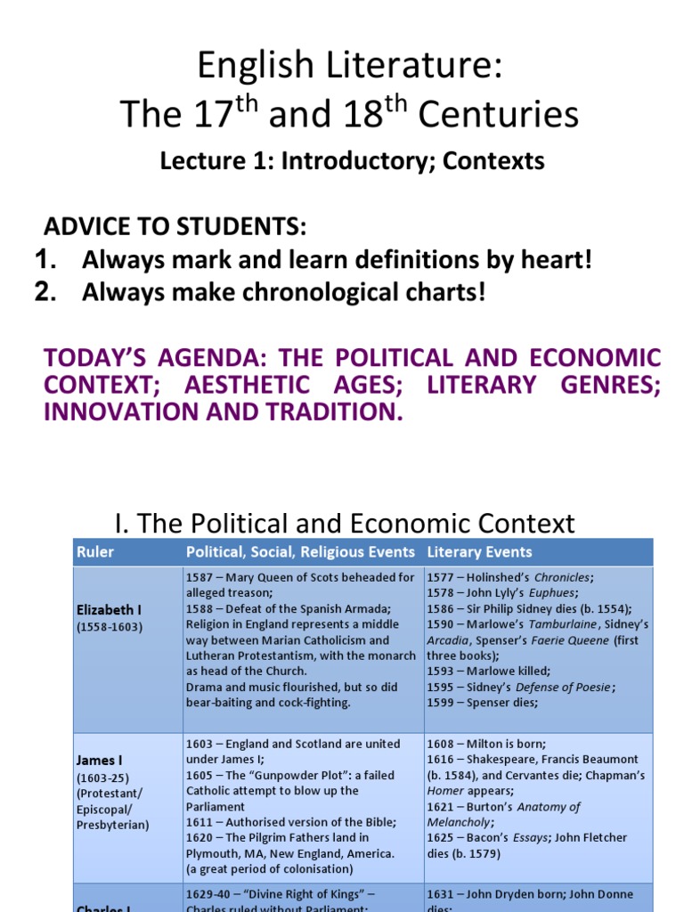 English Literature: The 17 and 18 Centuries: TH TH | PDF | John Milton ...